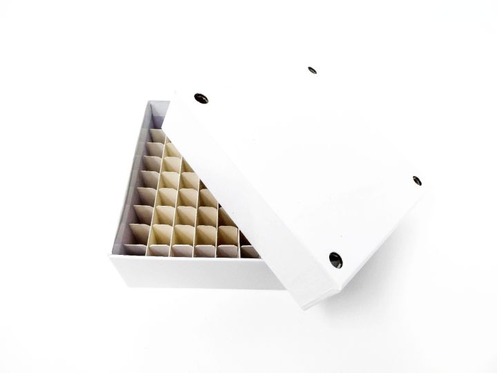Waxed Cardboard Freezer Boxes // 100 cell divider in 2" Box, With Holes ...